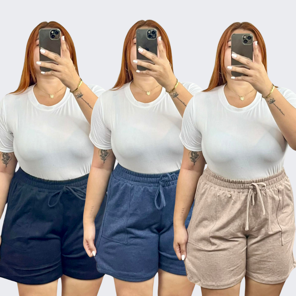 raileystore- EXTRA PLUS SIZE OUTSIDE POCKET BERMUDA TERRY SHORTS ...