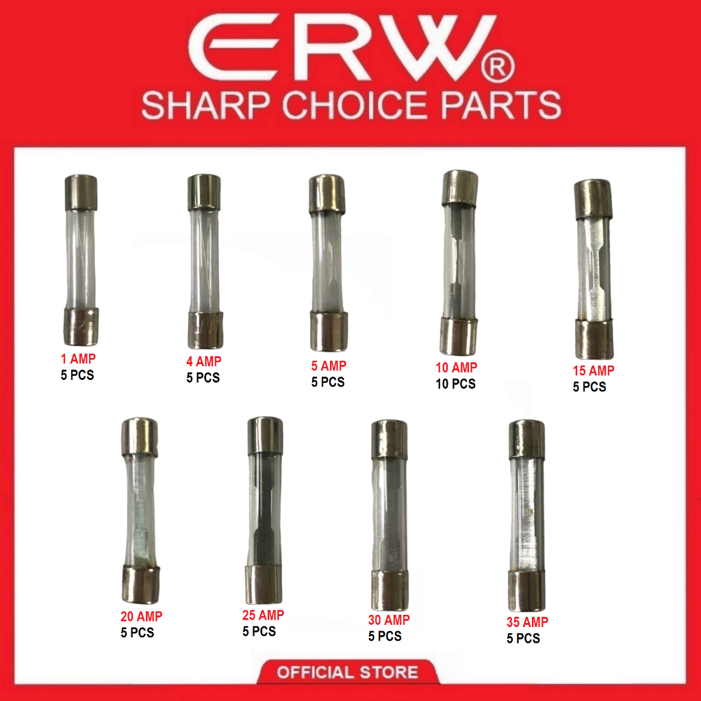 GLASS FUSE Replacement parts:.( 1,4,5,10,15,20,25,30,35 AMP. ) 6 X 30MM ...