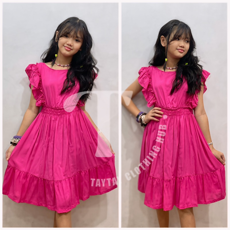 Issa L/XL (7-12y/o) Butterfly Half Smocking Challis Dress | Shopee Philippines