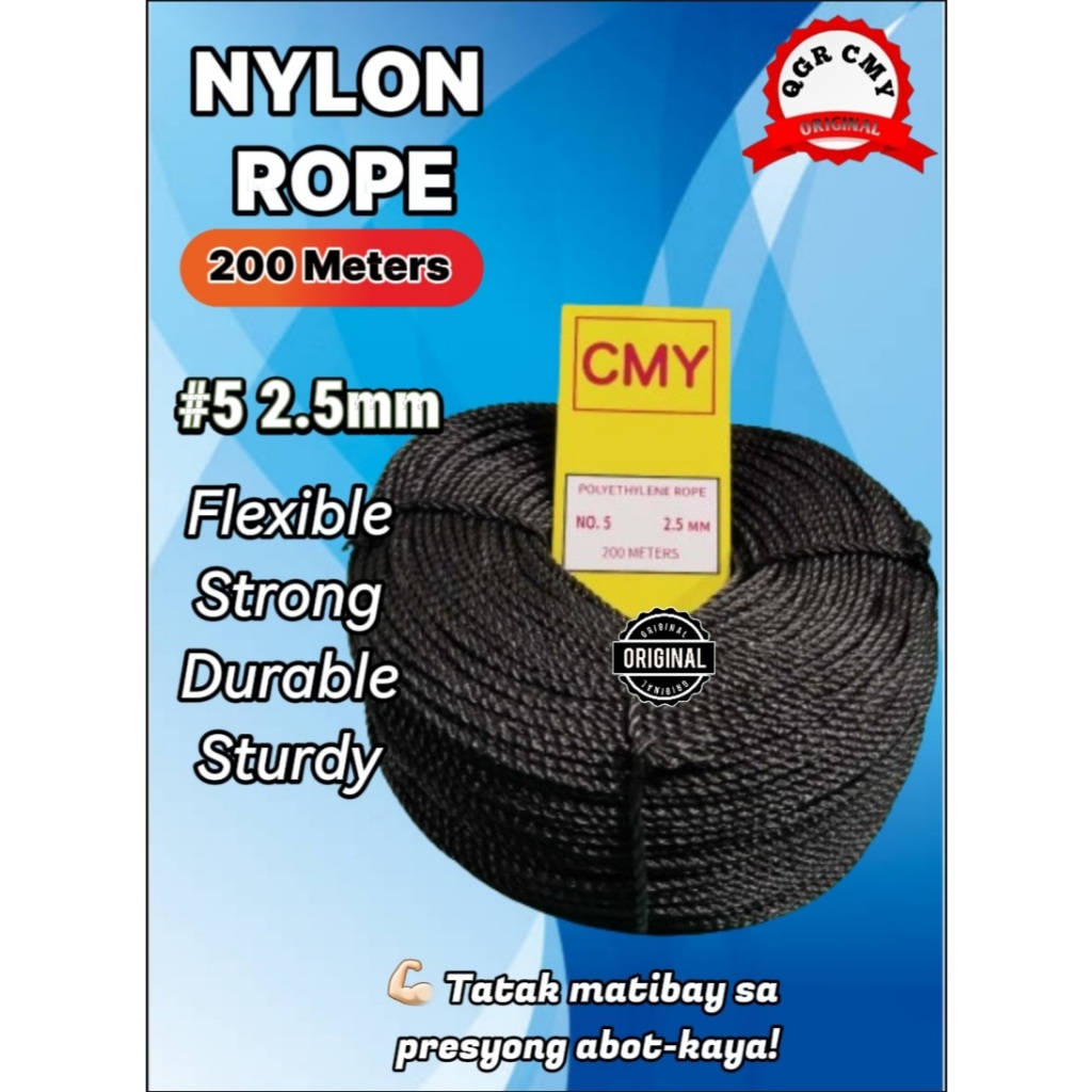 #5 2.5mm CMY BLACK POLYETHYLENE ROPE (200 Meters)/NYLON ROPE/LUBID/TALI | Shopee Philippines