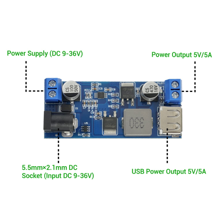 DC-DC 24V/12V To 5V 5A Step Down Power Supply Buck Converter Replace ...