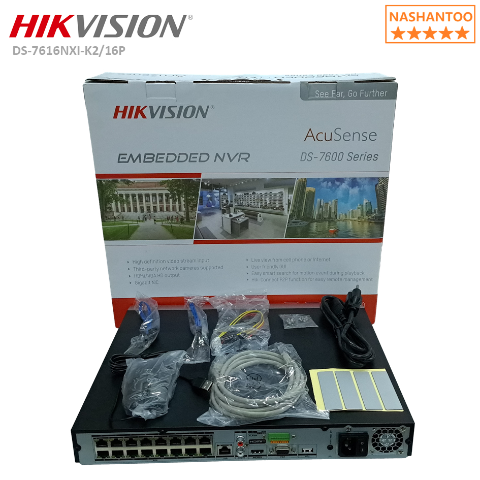 HIKVISION DS-7616NXI-K2/16P 16Channel 16 PoE NVR, 2SATA Interface Network Video Recorder (With ...