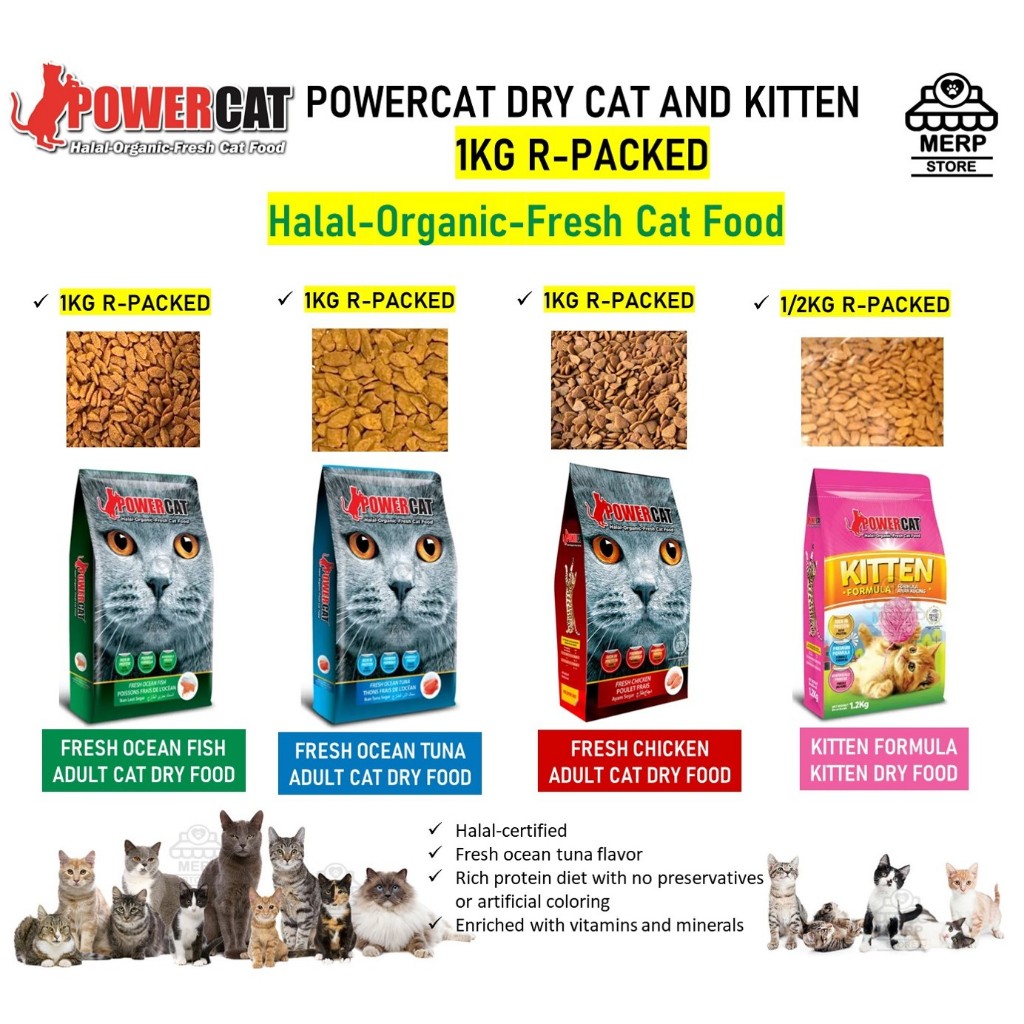 Powercat Adult and Kitten Dry Cat food 1kg Rpacked | Shopee Philippines