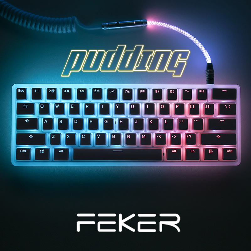 FEKER Pudding Keycaps 130 Keys OEM PBT Backlit Keycap for 61/62/84/87 ...
