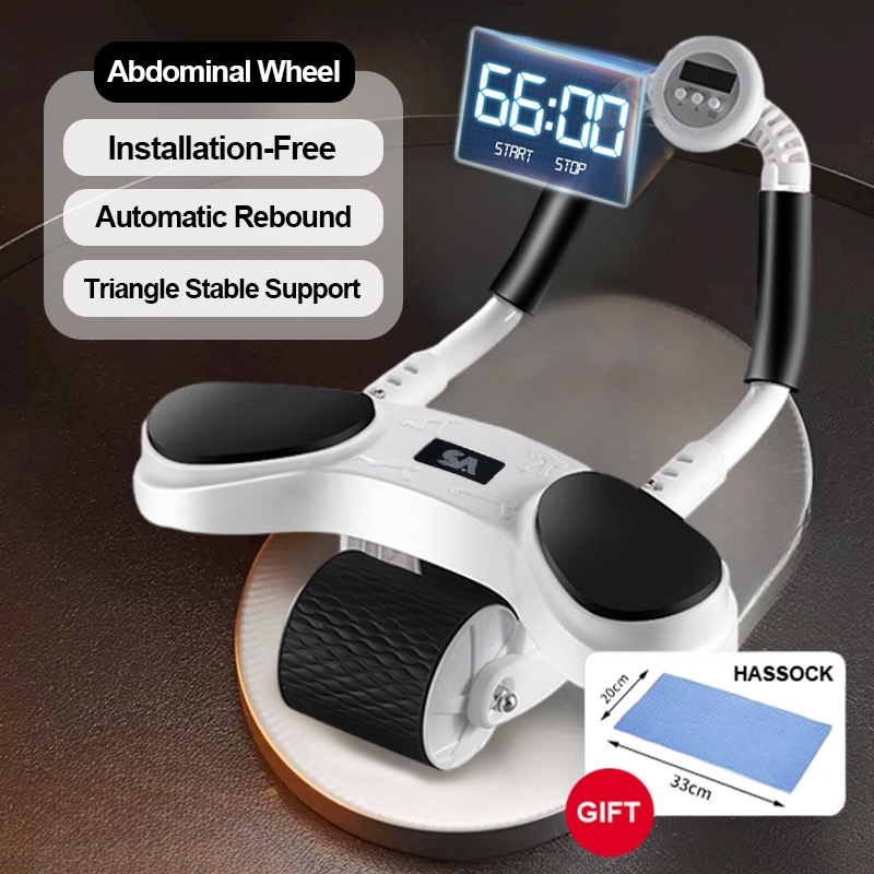 Multifunctional Ab Roller Wheel Plank Trainer with Timer LCD Display ...