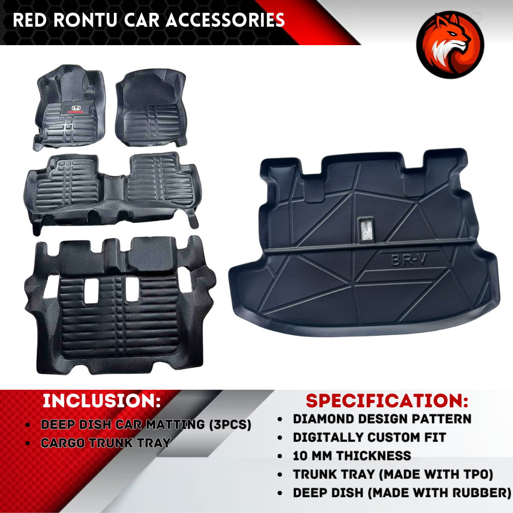 Honda BRV 2015-2022 Diamond Deep Dish and Cargo Trunk Tray Car Matting ...