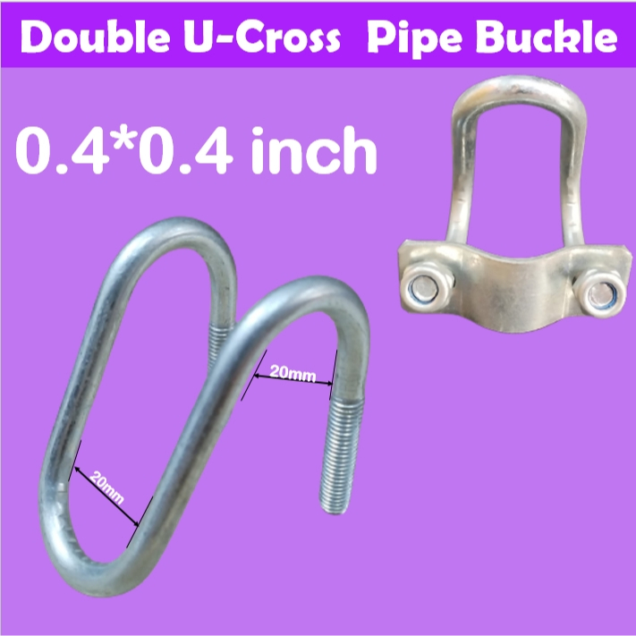 Mago Double U-Cross Pipe Buckle Open End Steel Pipe Clamp Clips ...