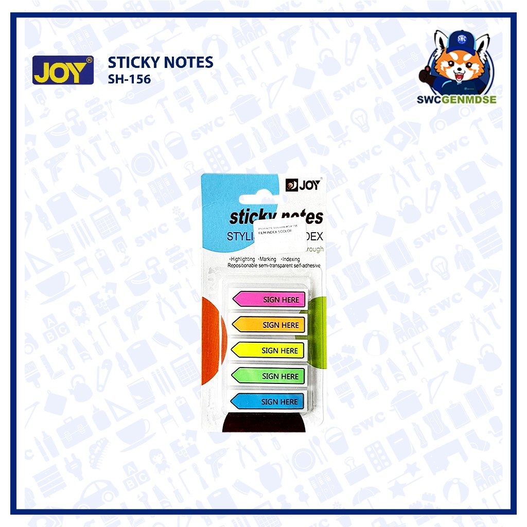 JOY Sign Here Sticky Notes | Stylish Film Index | See Through | Shopee ...