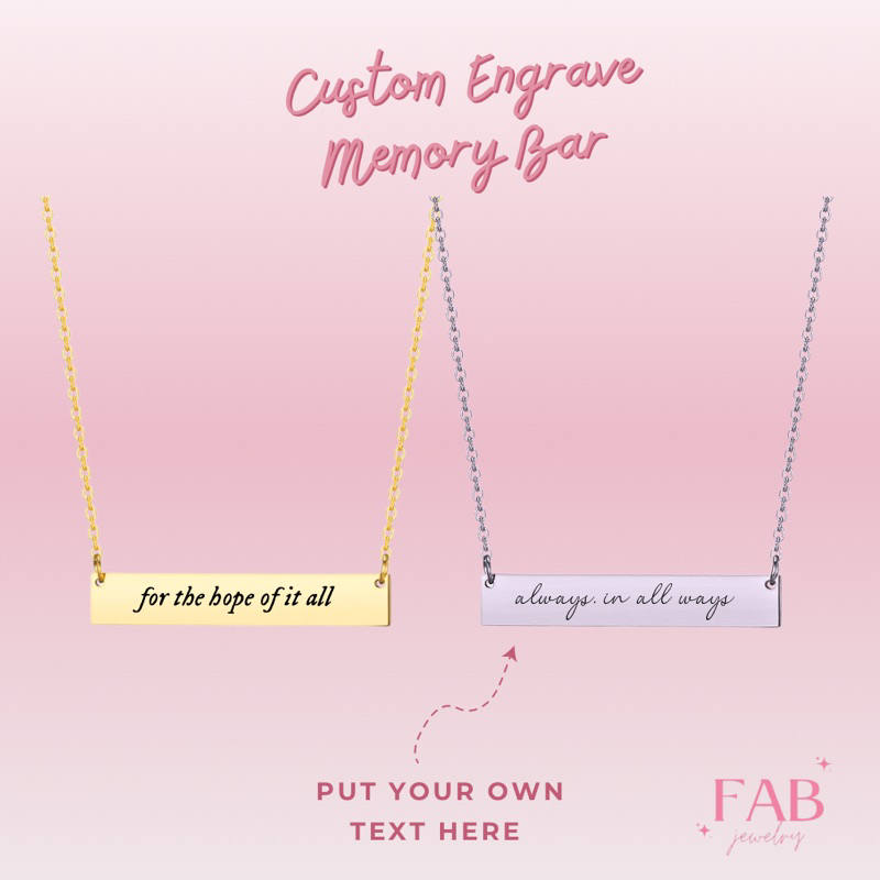 FAB | Custom Engrave Memory Bar Necklace (Stainless Steel) | Shopee ...