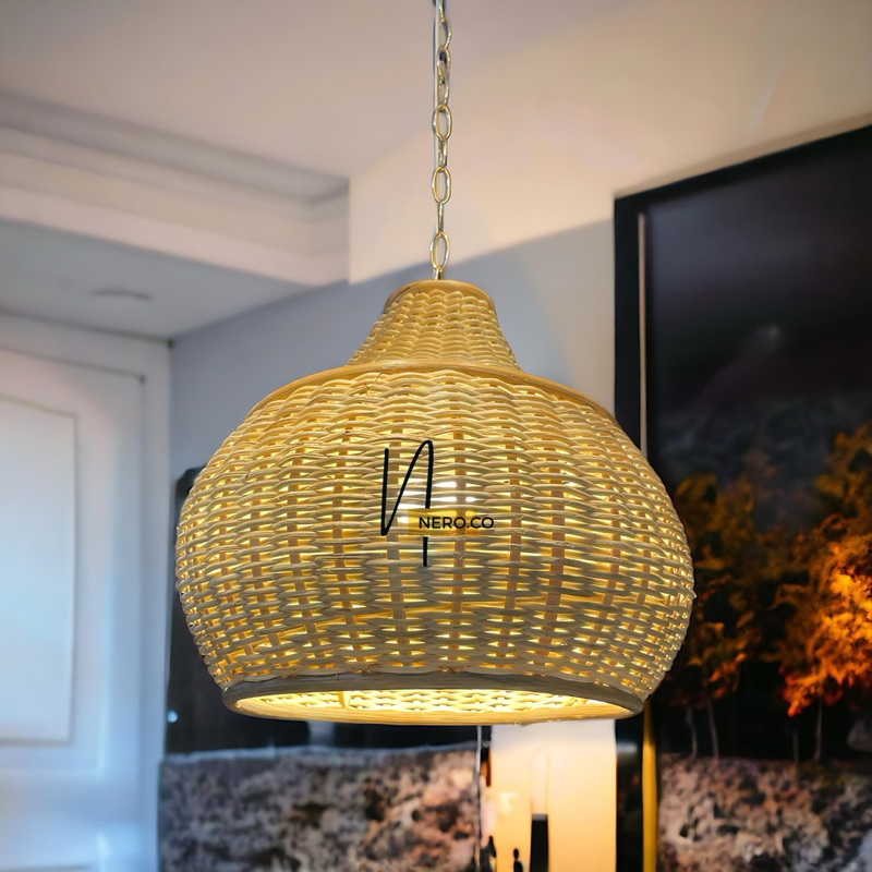 MACOPA Style | MEDIUM | 46x46cm | Native Rattan Pendant Light | Drop ...