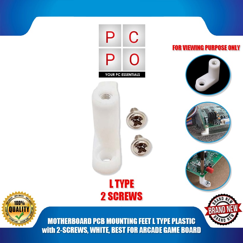 PC PO MOTHERBOARD PCB MOUNTING FEET L TYPE PLASTIC with 2-SCREWS, WHITE ...