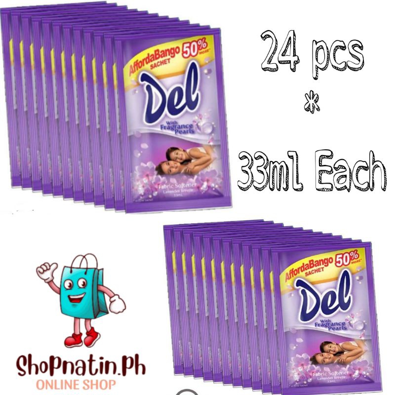 Del Fabric Conditioner 24pcs Sachet Lavender Breeze Gentle Protect ...