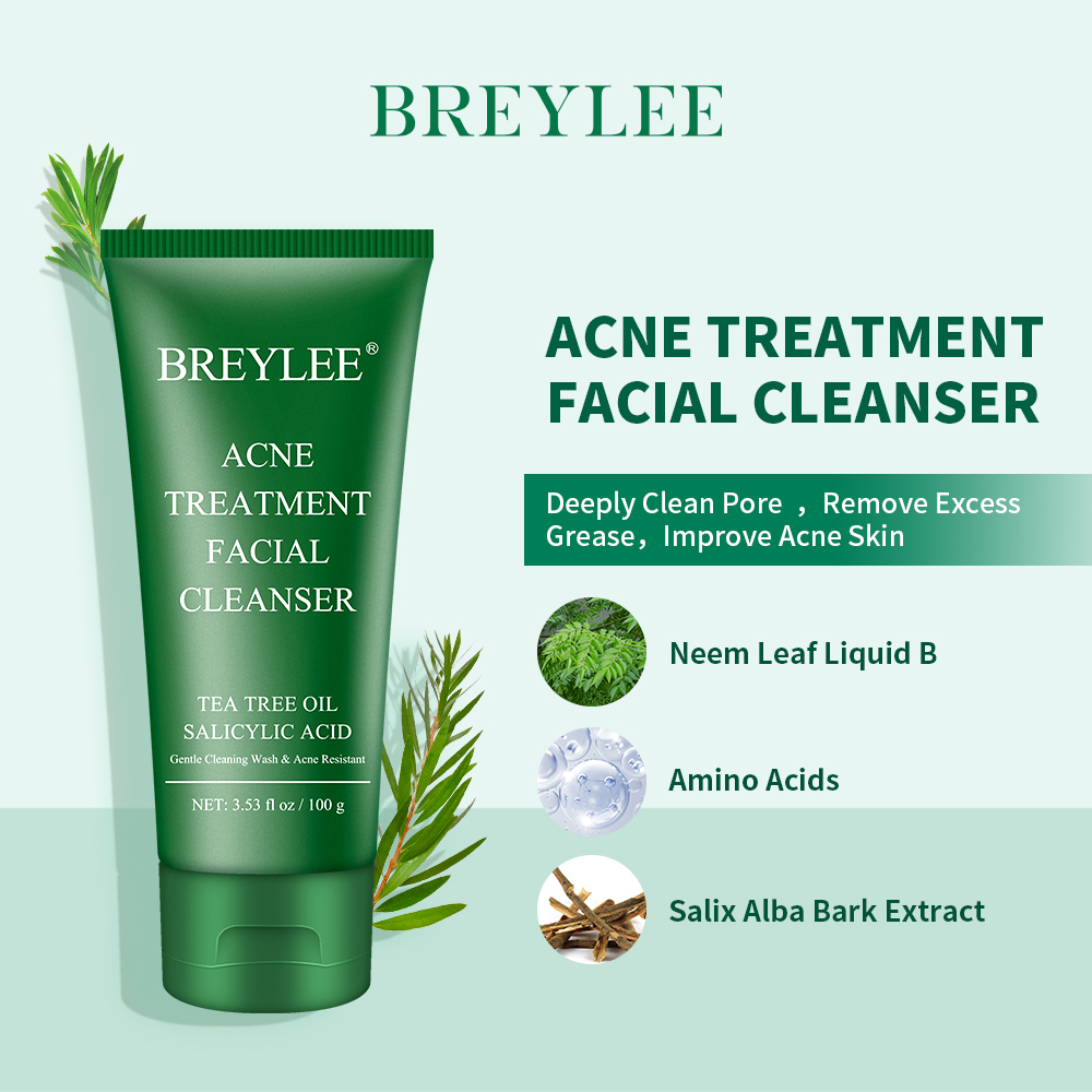 BREYLEE Tea Tree Acne Treatment Facial Cleanser Remove Pimple Control ...