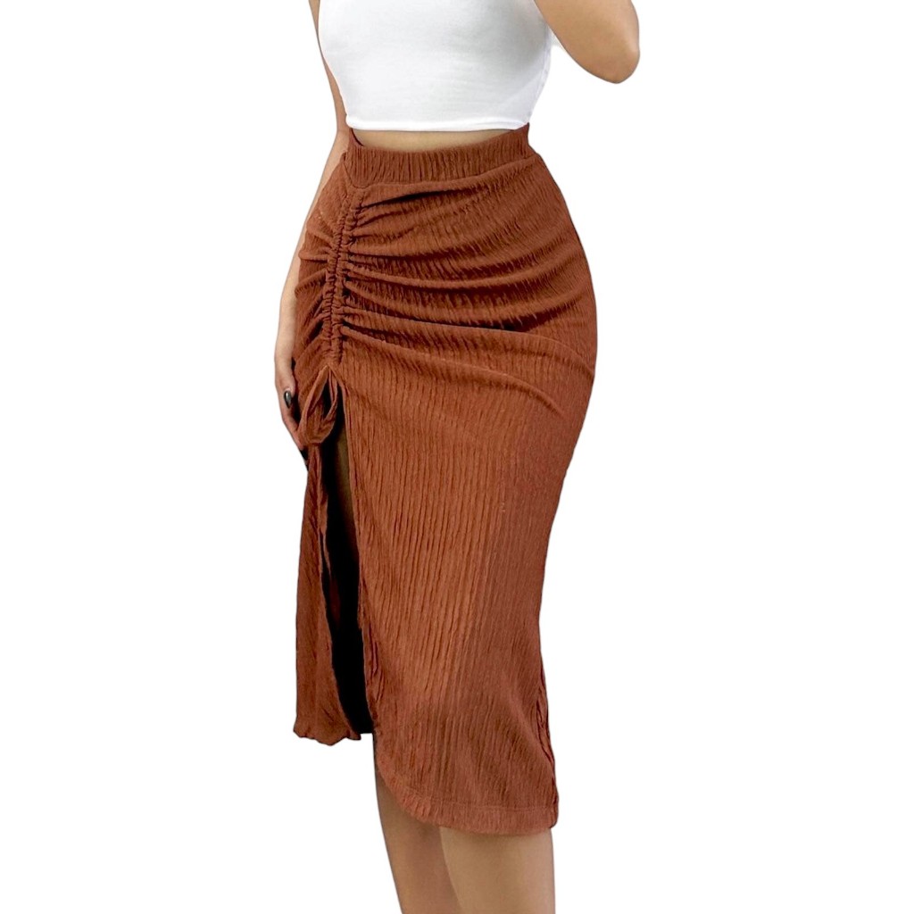 GC High Waist Bark Crepe Midi Palda Skirt for Women | Sexy Body Hugging ...