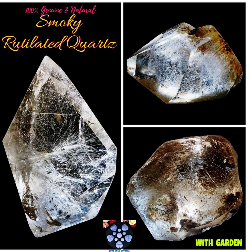 Smoky Rutilated Quartz Freeform with Raw Back / Garden | 100% Natural ...