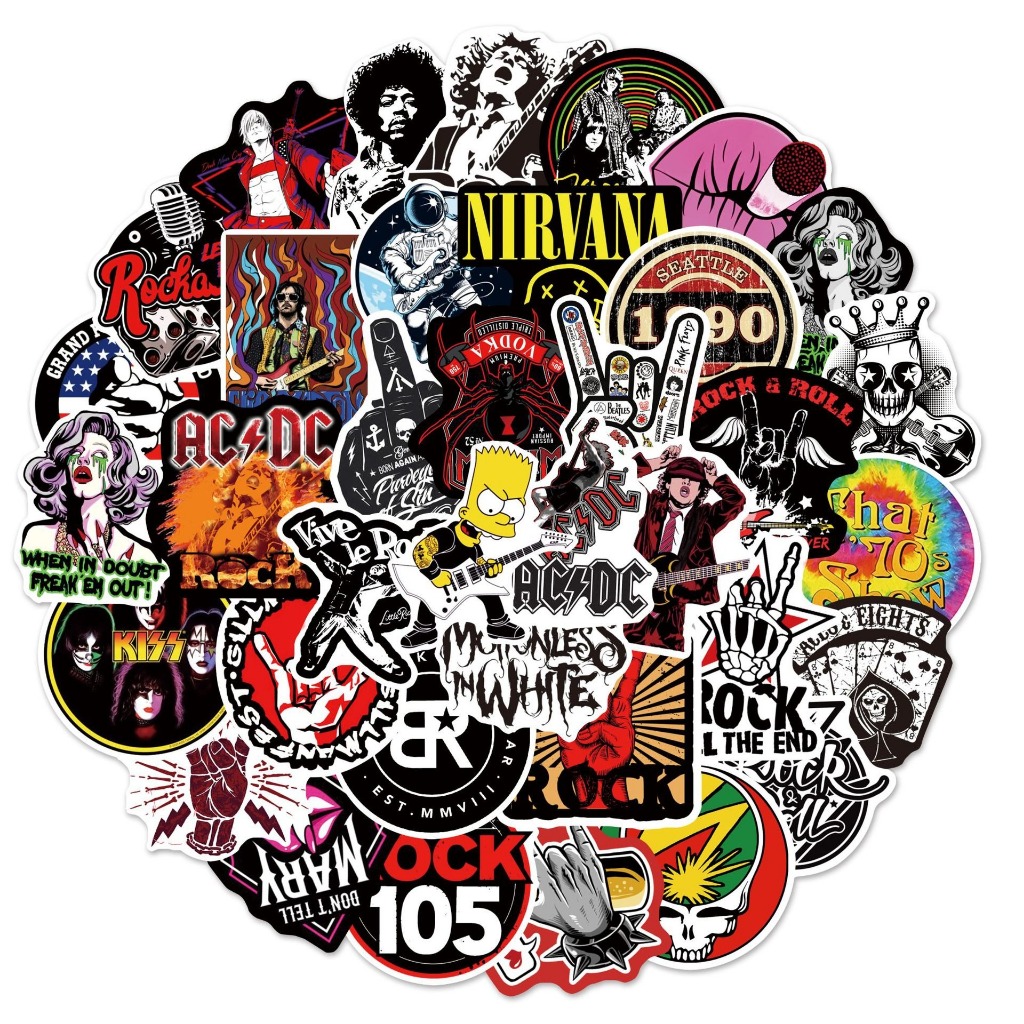54pcs Rock Music Graffiti Stickers,Water proof sticker, L50-256 ...