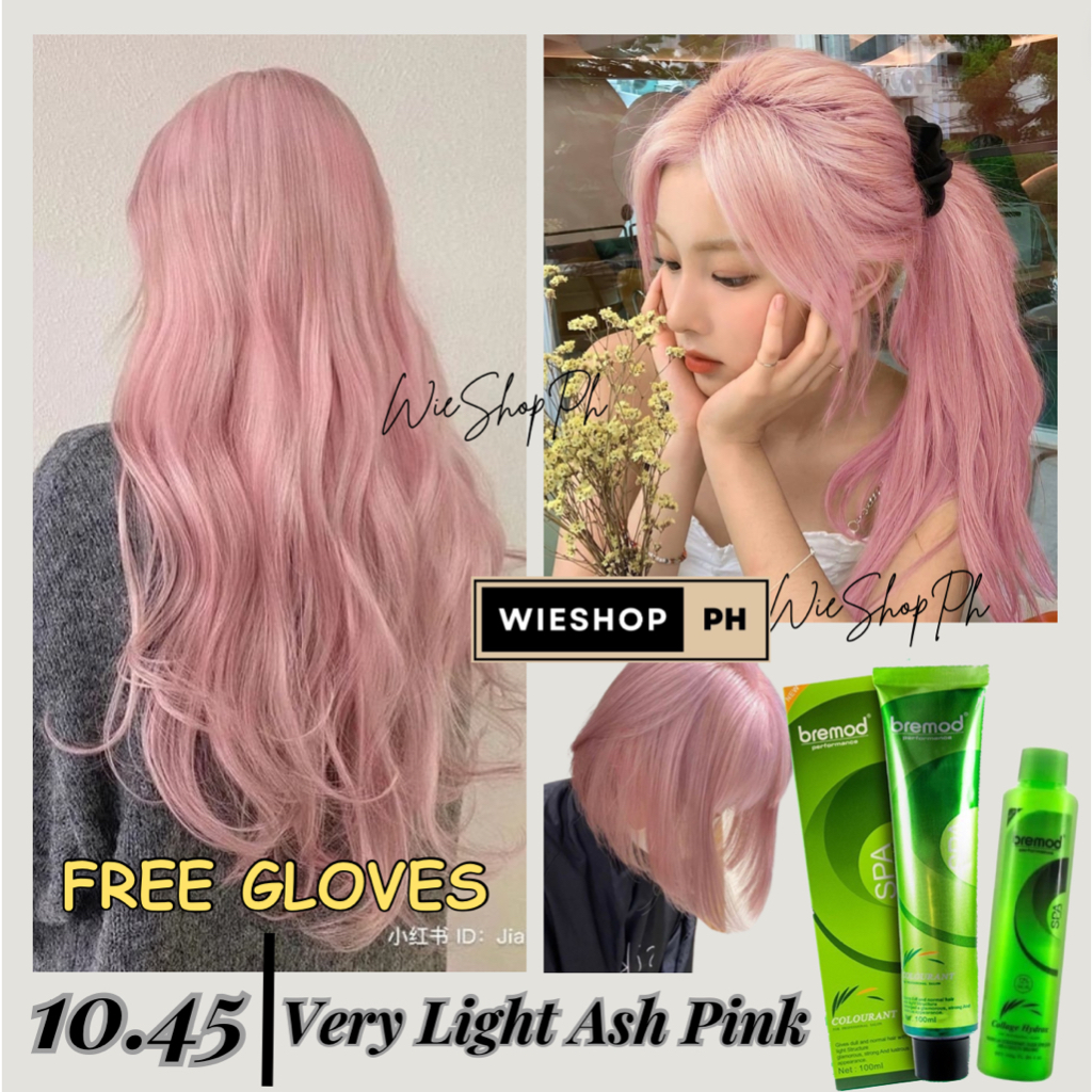 Bremod 10.45 Very Light Ash Pink hair color set with oxidizer 100ml (6% ...