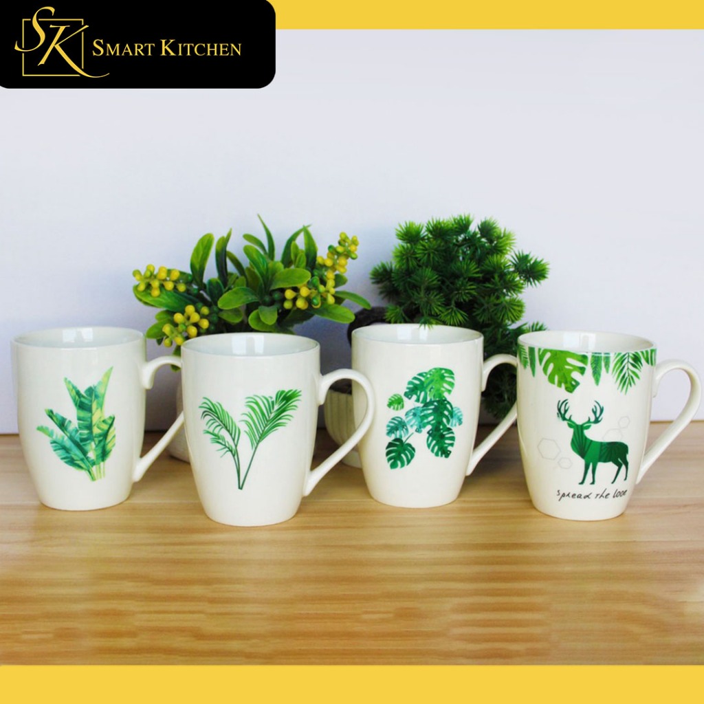 LEAF MUG-4 13oz 4 DIFFERENT NATURE DESIGN Coffee mug, glass, cup Tea ...