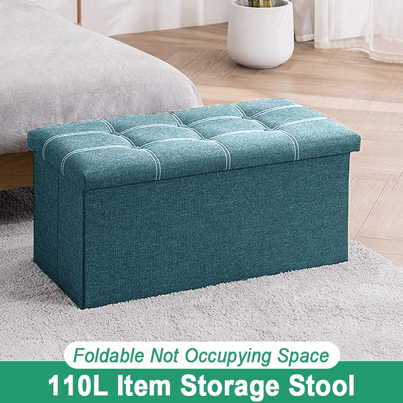 110L Large Capacity Storage Stool Cotton Storage Box Foldable Sofa ...
