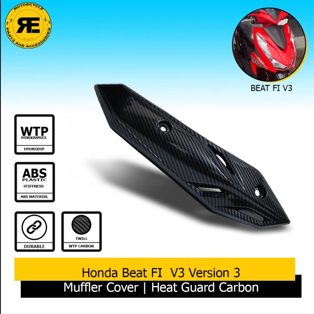 Honda Beat FI V3 Version 3 Muffler Cover | Heat Guard Carbon | Shopee ...