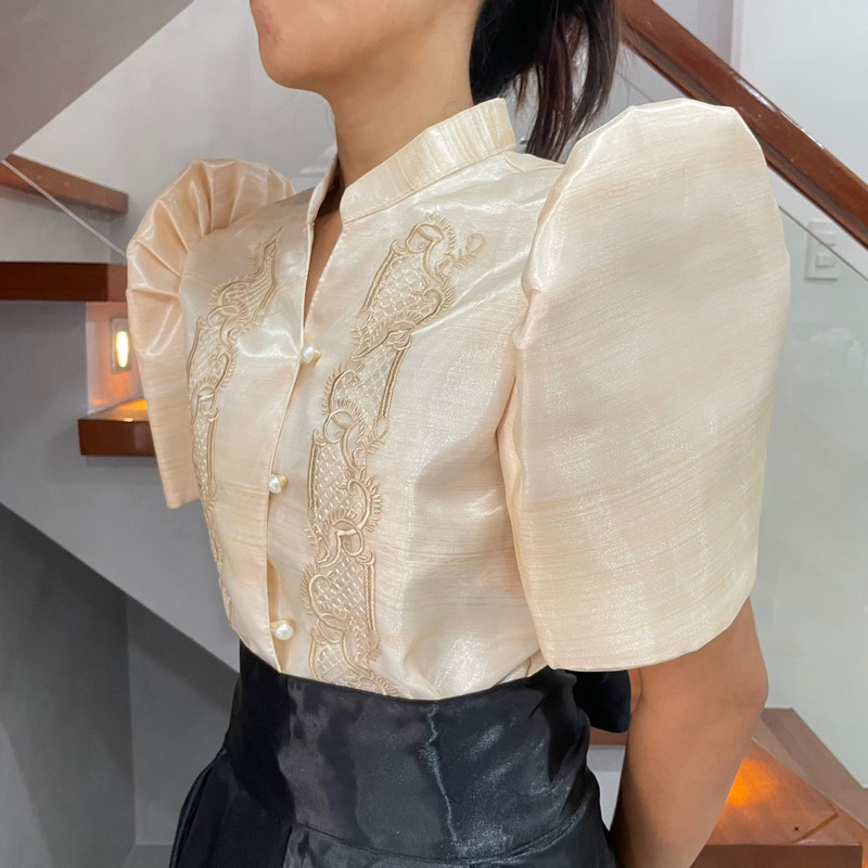 Mary Ladies Barong Filipiniana — Chinese Collar Mestiza Sleeves ...