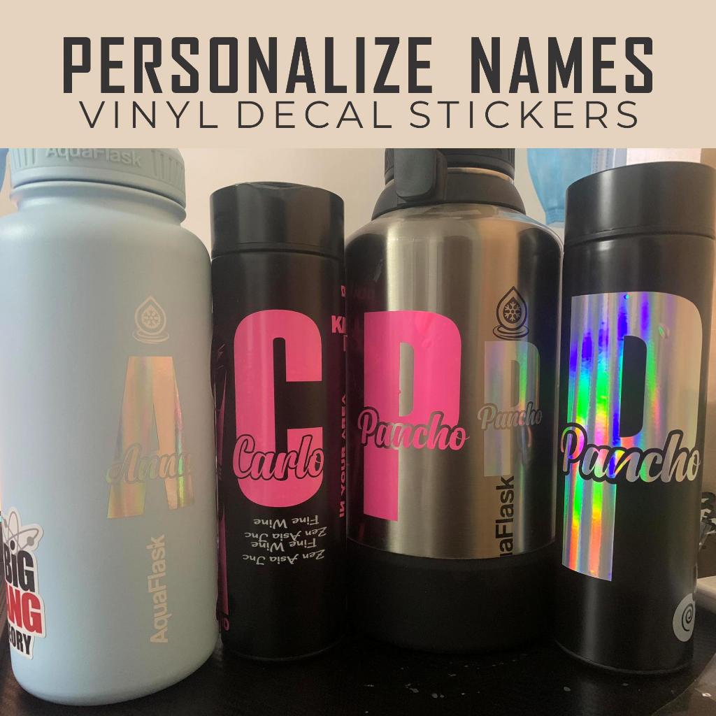 Personalize Custom Name Decals Stickers for aquaflask tumblers car ...