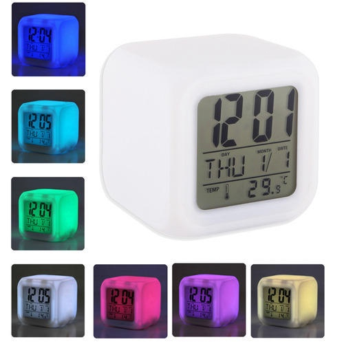 7 Colors Clock LED Change Digital Clock Battery Desk Alarm Color Change ...