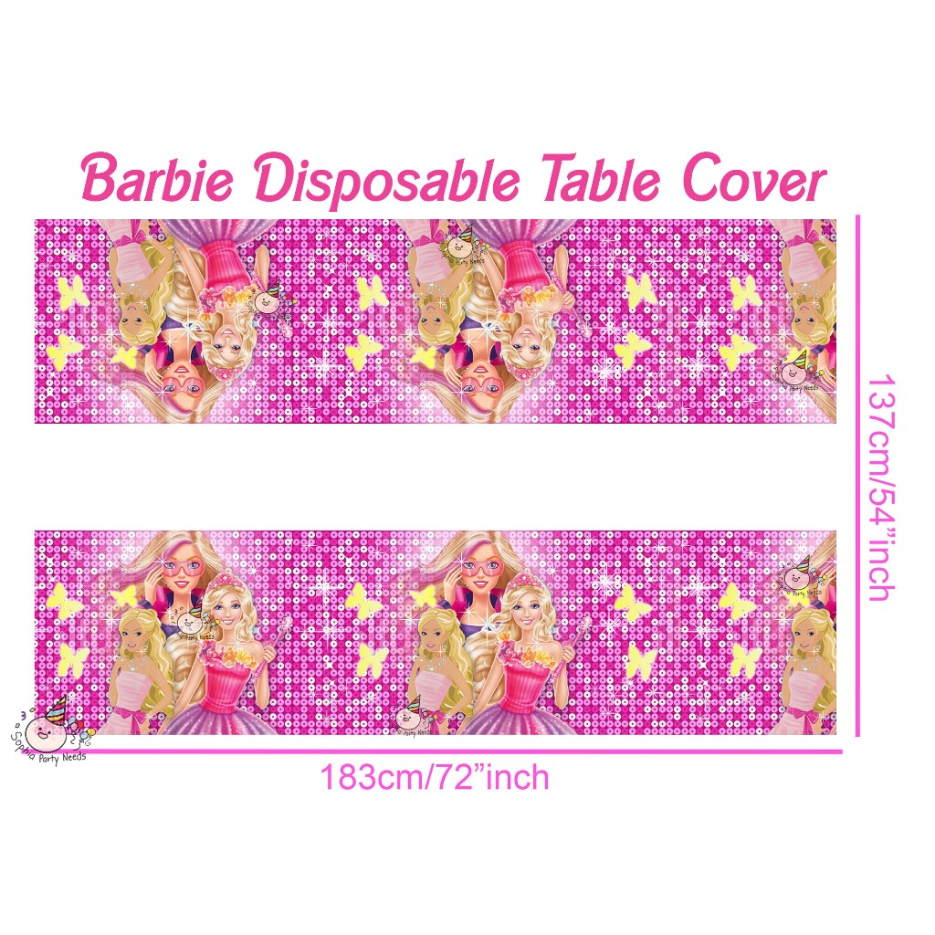 Disposable Table Cover Barbie Design Light Pink Hot Pink | Shopee ...