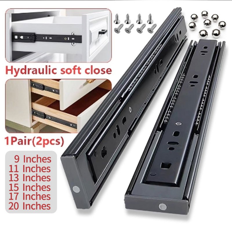 1 pair (2pcs) Drawer Steel Drawer Slide Guide Ball Bearing Desk Drawer ...