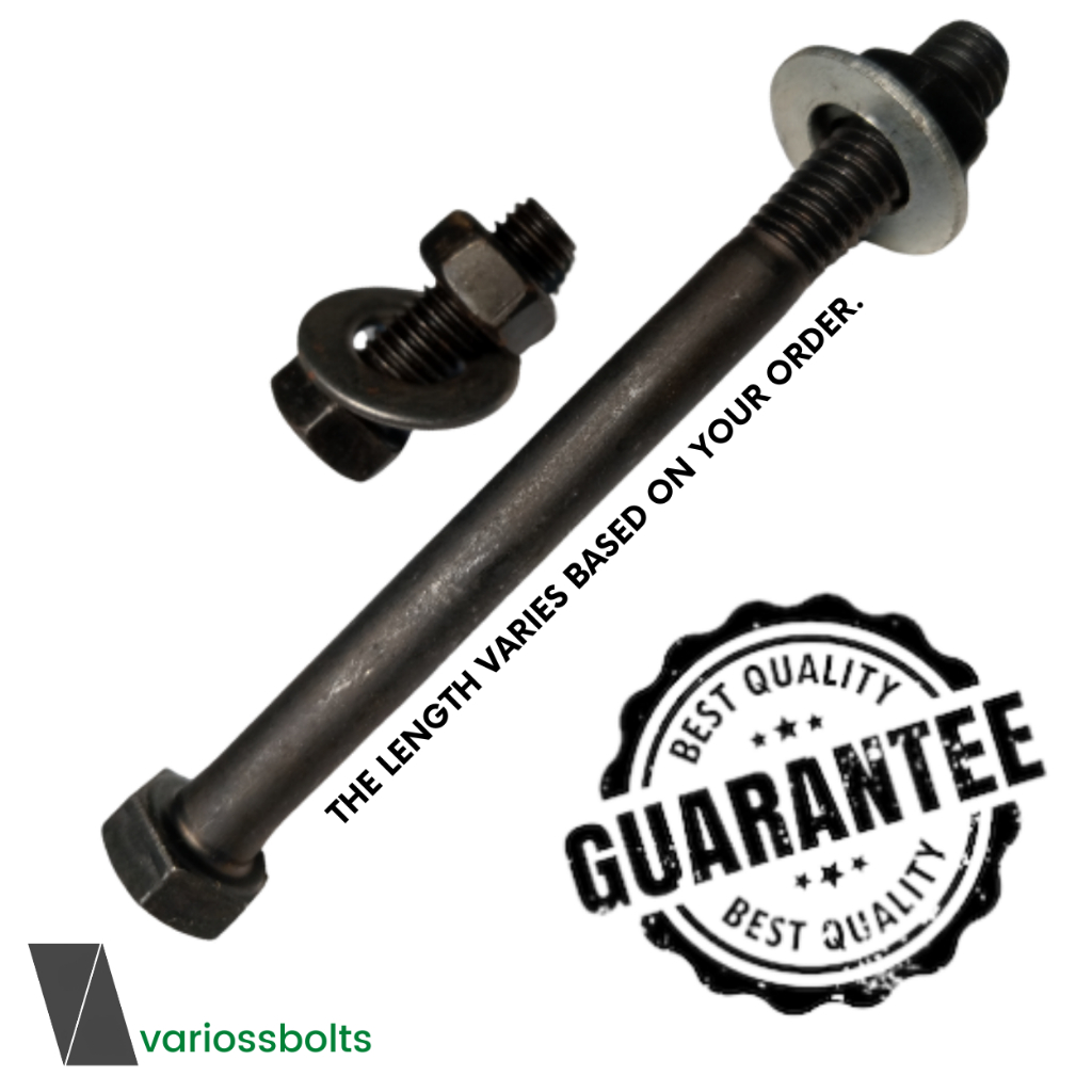 M8 HighTensile Hex Bolt with nut, 8mm diameter x 12-200mm length, 1.25 ...