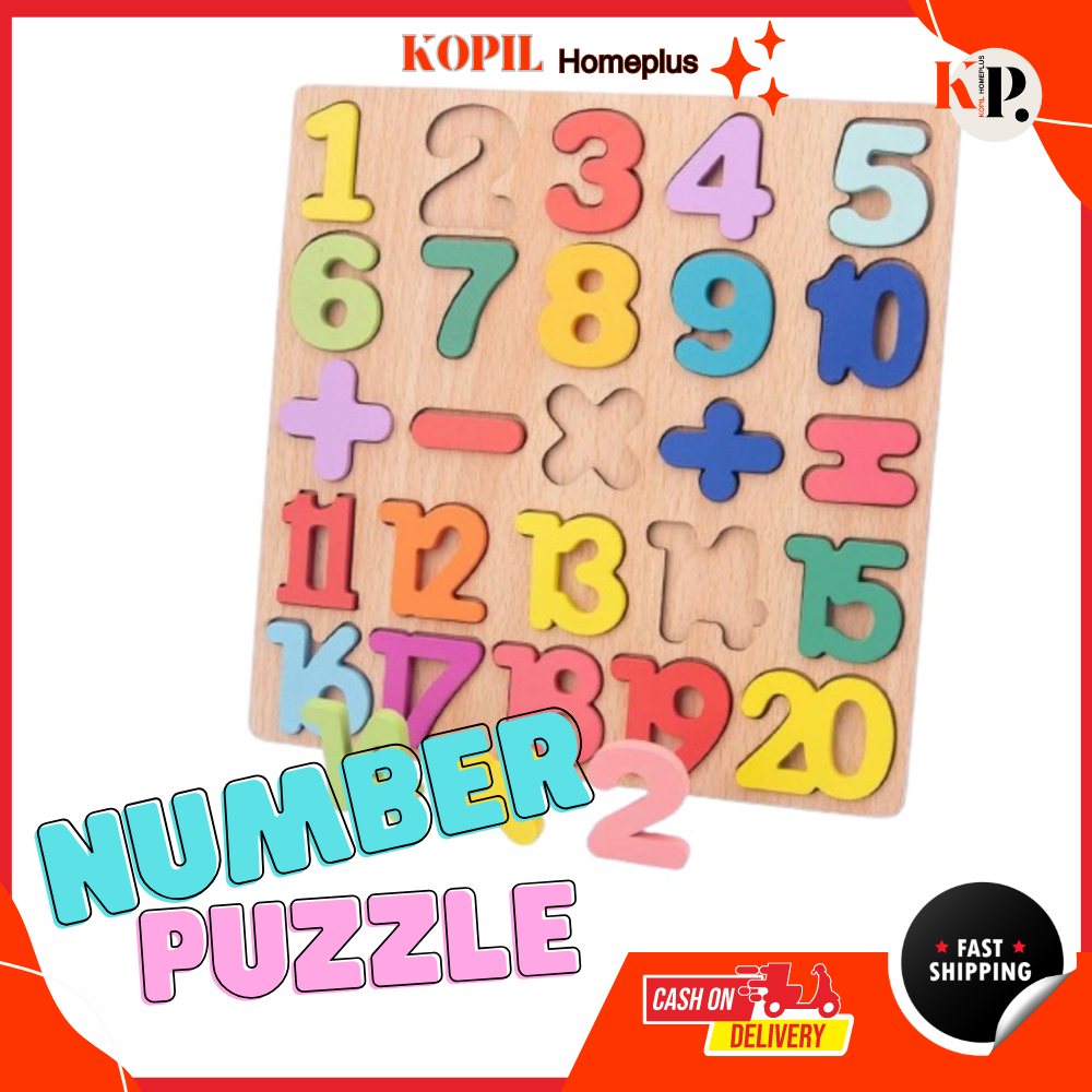 Kopil- Wooden Alphabet and Number Puzzle Board Montessori Wooden ...