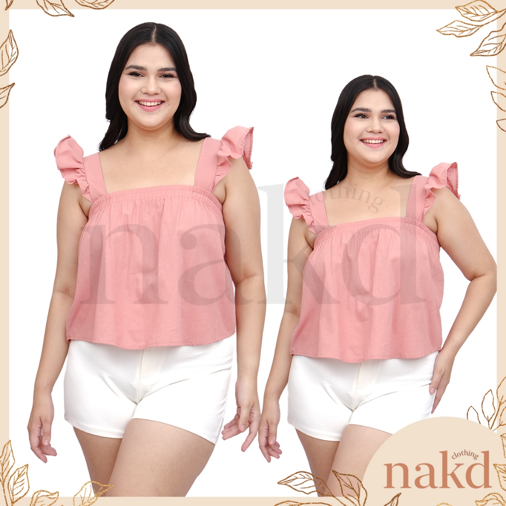 NAKD FASHION PLUS SIZE ABBY RUFFLE SLEEVES SEXY SUMMER COTTON LINEN ...