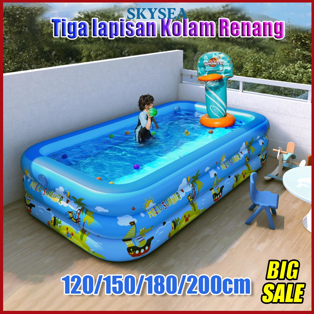 120/130/150CM 2/3Layers Inflatable Swimming Pool For Kids Home Water ...
