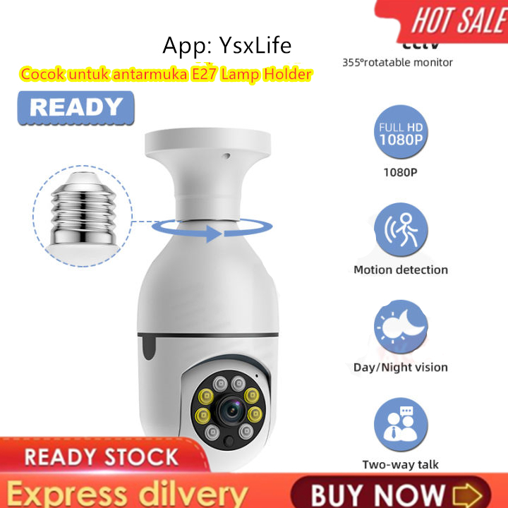 CCTV Dual Lens Bulb Camera NO WIFI Needed 8MP 360°Rotate Light Bulb ...