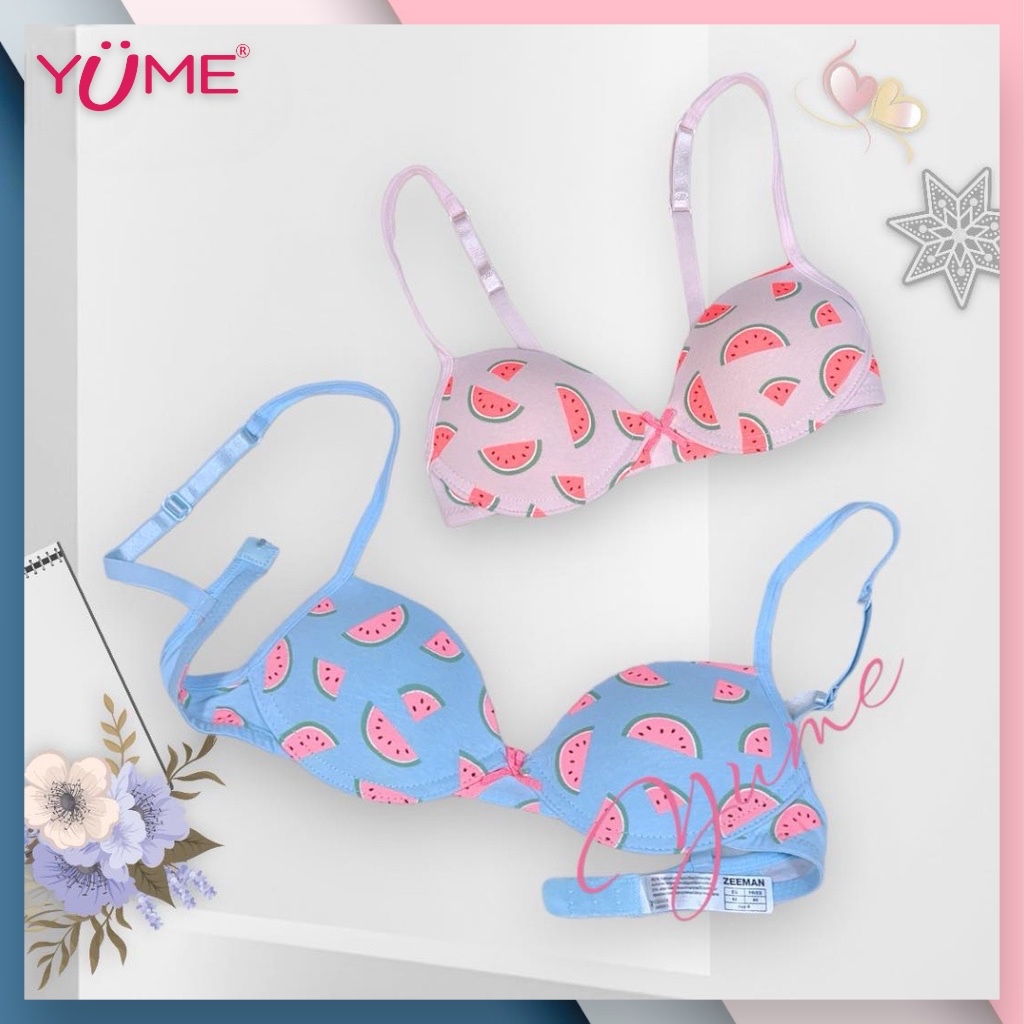 YUME COTTON KIDS BRA CUTE PRINT THIN PADS NON WIRE COMFORTABLE ...