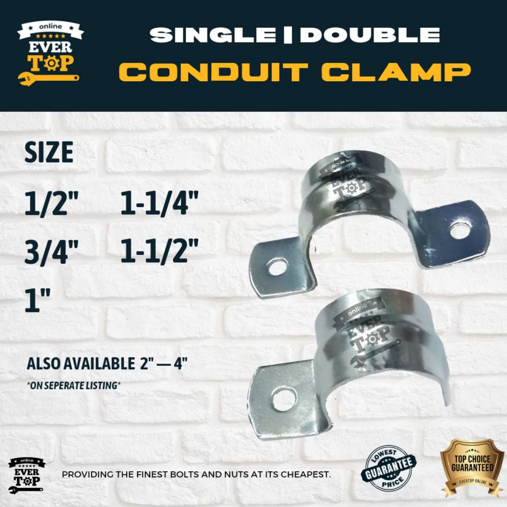Sold per pack 1/2" - 1-1/2" CONDUIT CLAMP GALVANIZED (GI) SINGLE/DOUBLE ...