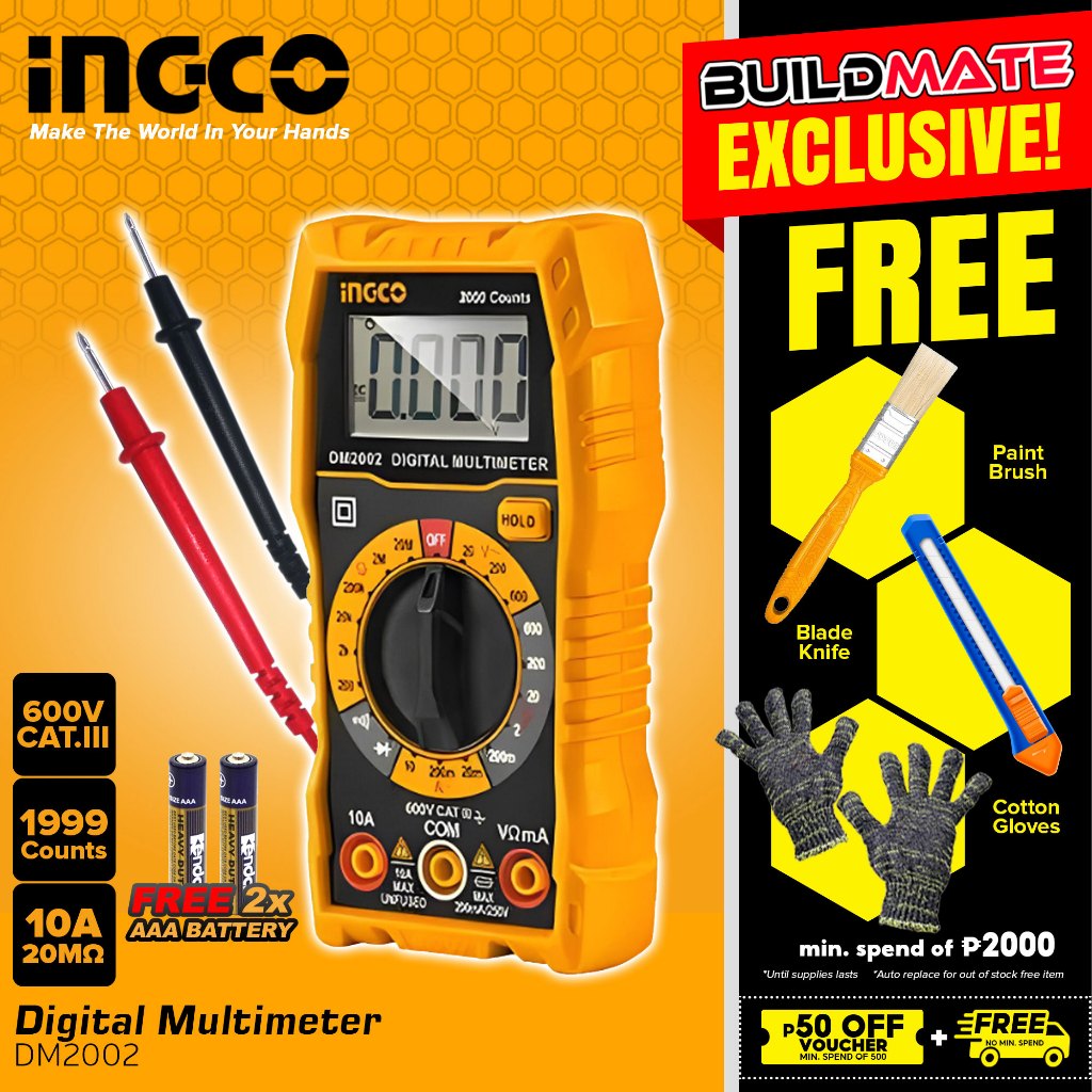BUILDMATE Ingco Digital Multimeter Tester 1999C / 4000 Counts Multi ...