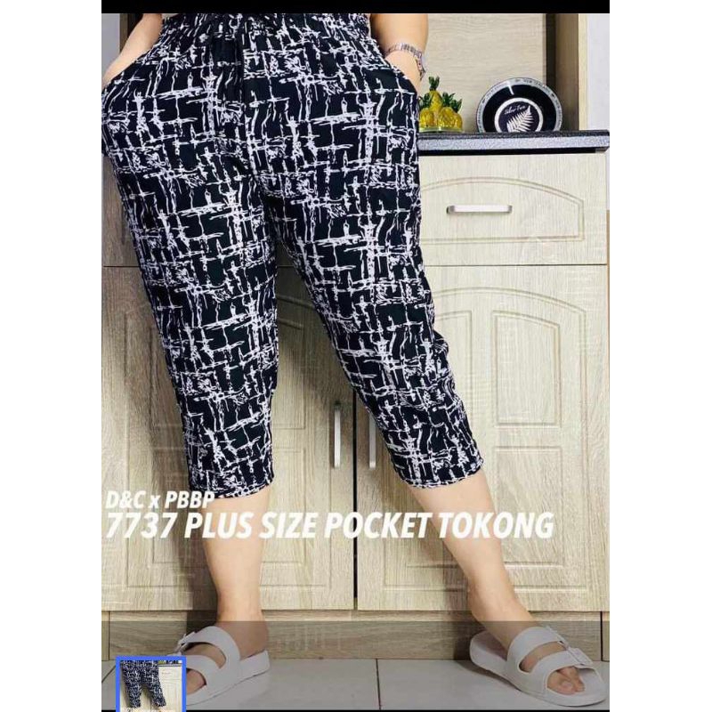 Floral Plus Size (up to 40 Waist) Women Pocket Tokong Pants High Waist ...