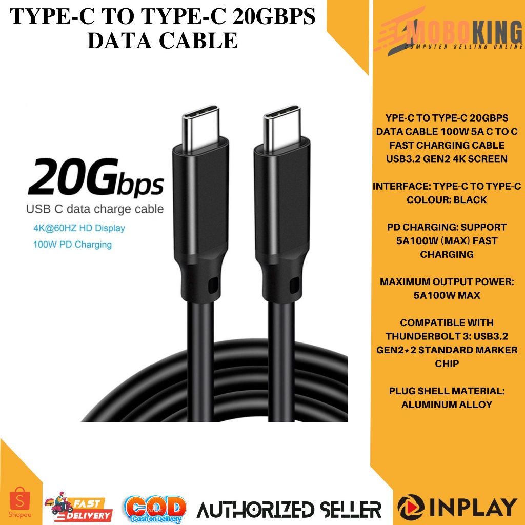 Type-c to Type-c 20Gbps Data Cable 100W 5A Fast Charging Cable USB3.2 ...