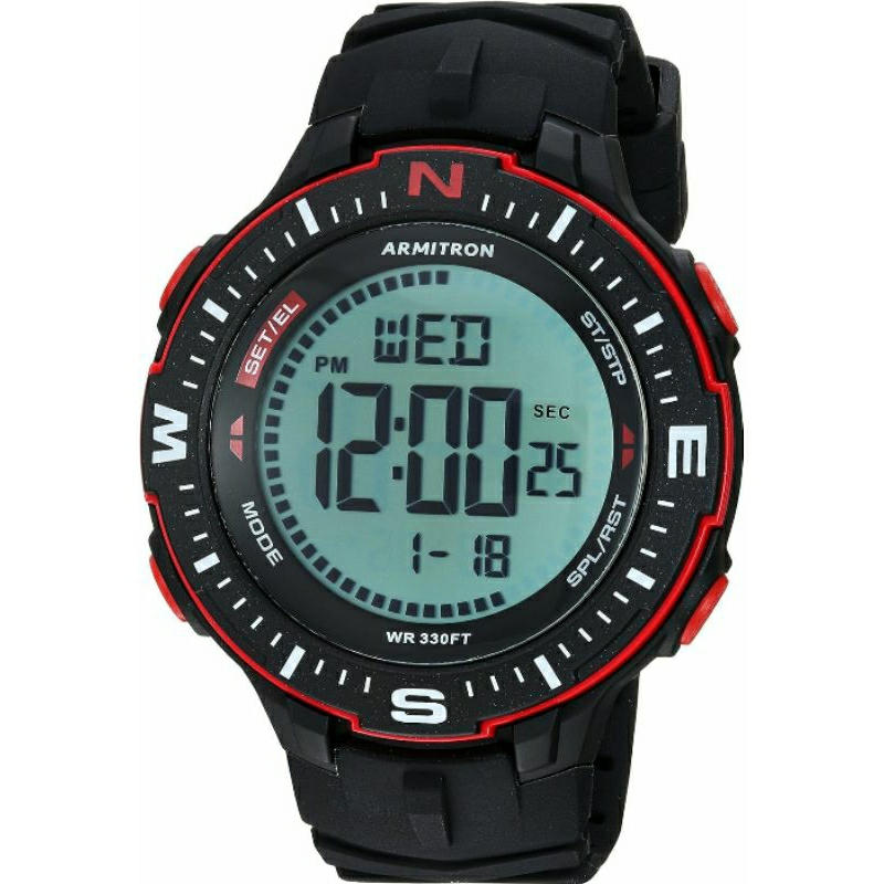 Armitron Sport Mens 40/8391BRD Red Accented Digital Chronograph(Read ...