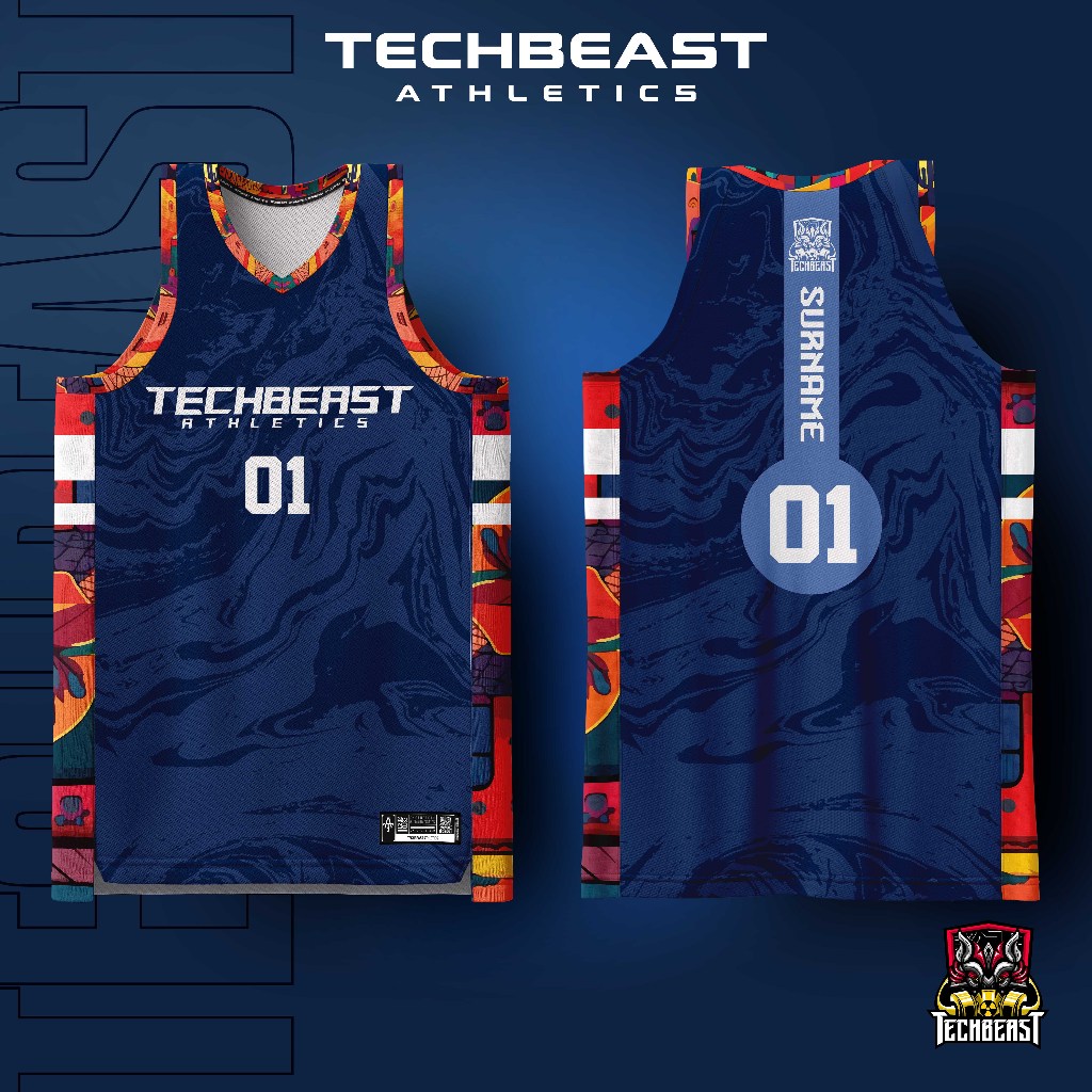 Abstract Full Sublimation Basketball Jersey Techbeast ( CUSTOM NAME + NUMBER ) | Shopee Philippines