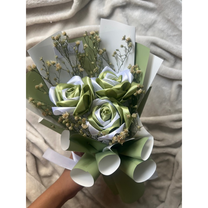 Matcha Bouquet by Chèri | Satin Ribbon Bouquet | Gift Bouquet Ribbon ...