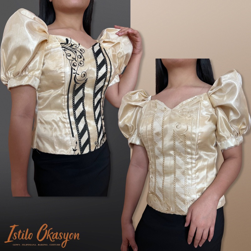Filipiniana PUFF SLEEVE BLOUSE w/ BURDA (ANN) DESIGN - Modern ...