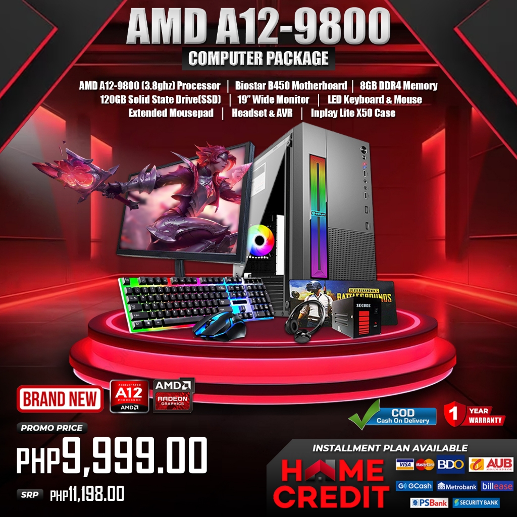 BRANDNEW COMPUTER SET AMD A12-9800 8GB DDR4 MEMORY 128GB SSD | Shopee ...
