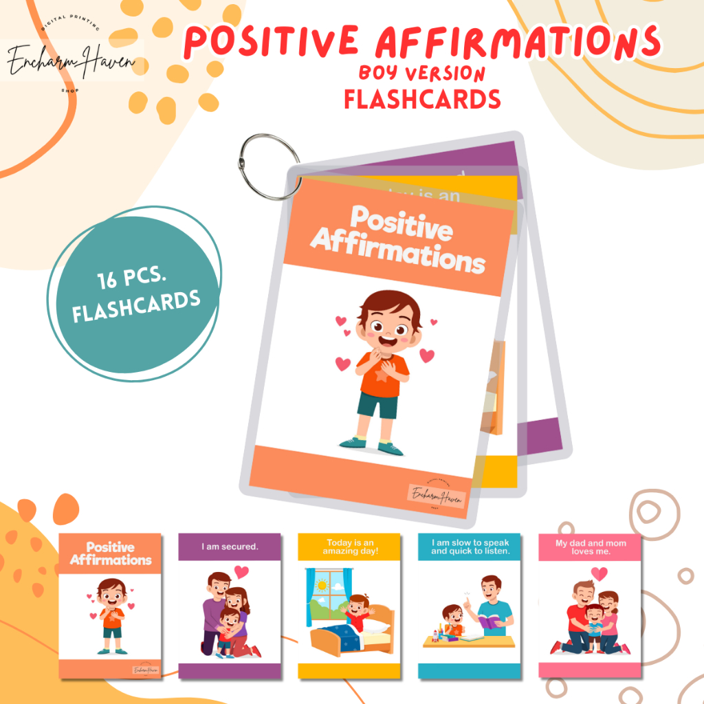 'POSITIVE AFFIRMATIONS' Fully Laminated Educational Flashcards [16 pcs ...