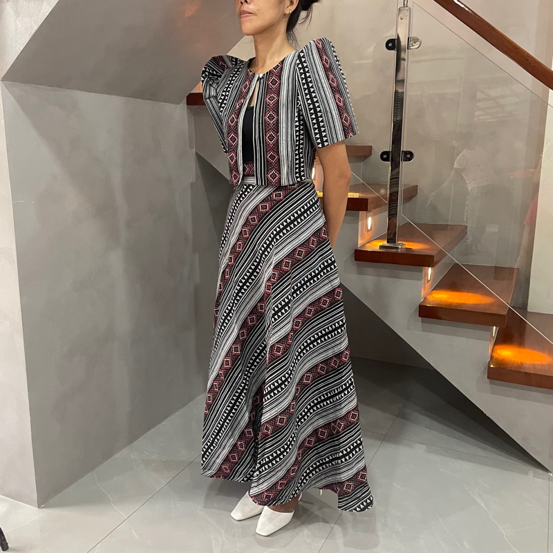 Modern Filipiniana Bolero & Skirt Set (Inabel Woven Fabric) | Shopee ...