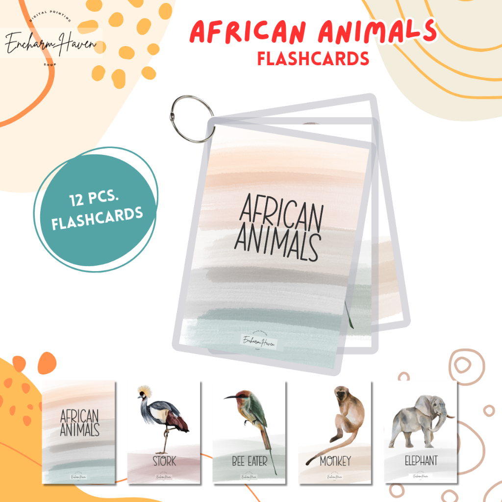'AFRICAN ANIMALS' Fully Laminated Educational Flashcards [12 pcs ...