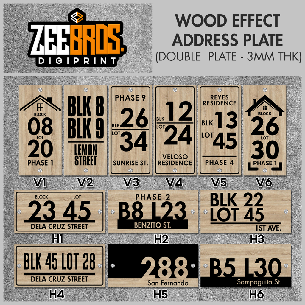 WOOD EFFECT ADDRESS PLATE (Double Plate - 3mm Thickness) | Shopee ...