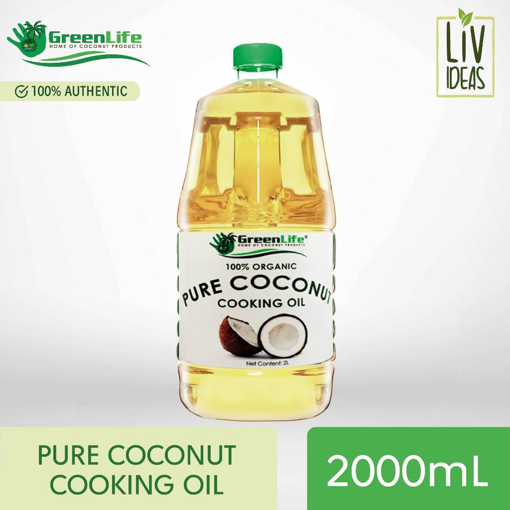 Greenlife 100% Organic Pure Coconut Cooking Oil 2L / 2 Liter | Shopee ...