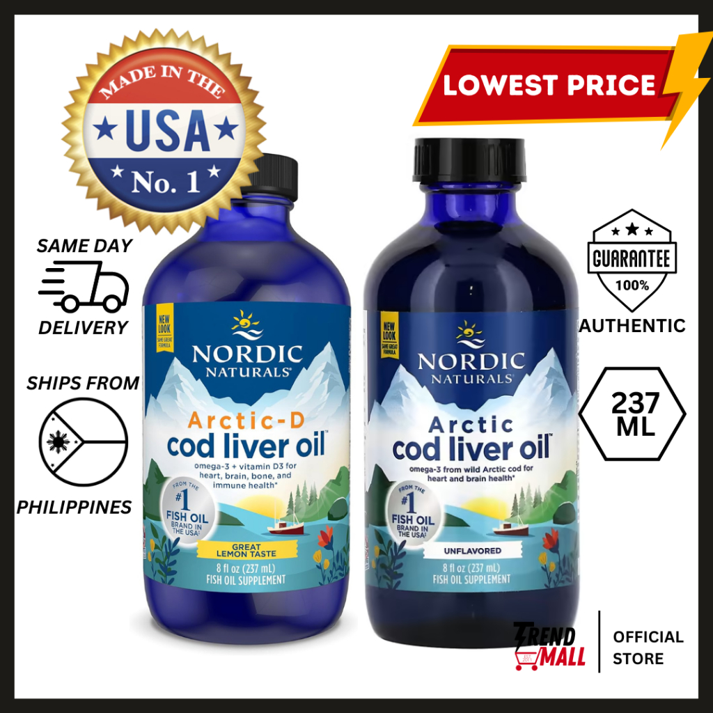 Nordic Naturals Arctic-D Cod Liver Oil, Lemon - 8 oz - 1060 mg Total ...